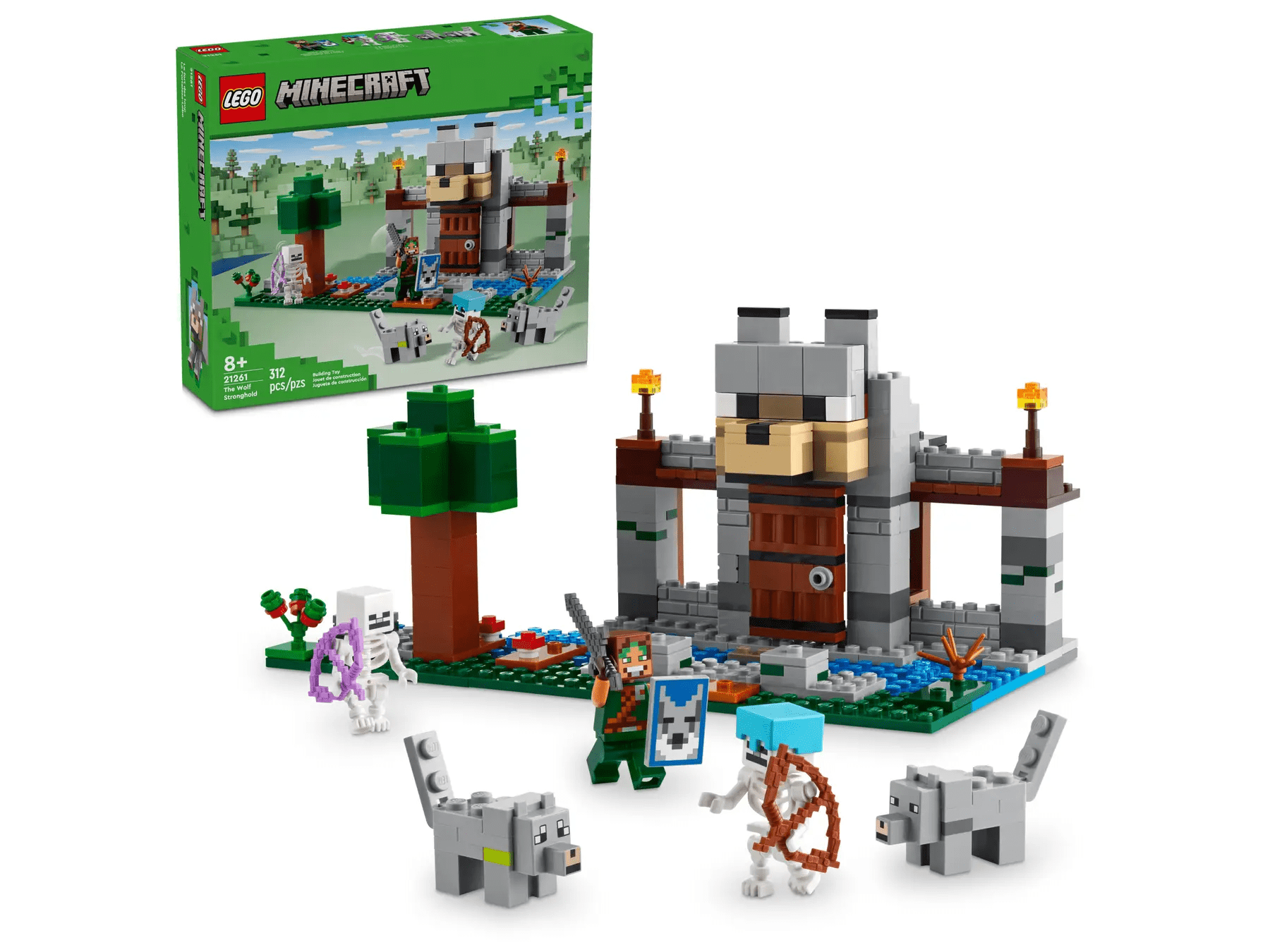 LEGO Minecraft 21261 The Wolf Stronghold Building Set – 312 Pieces ...
