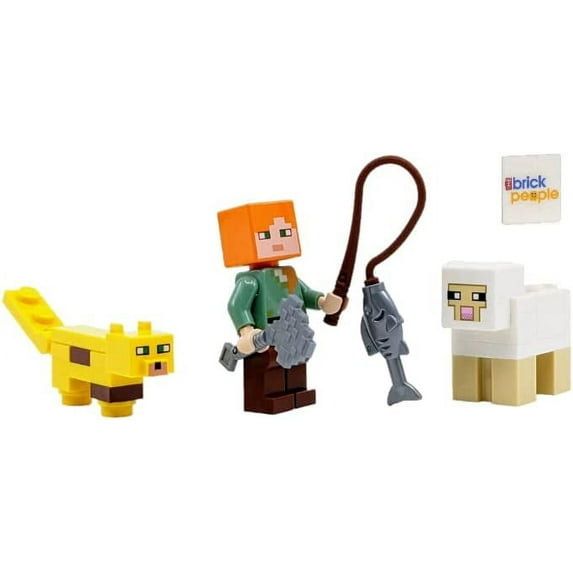 LEGO Minecraft Alex with Ocelot, Sheep, Fish & The Brick People Tile ...
