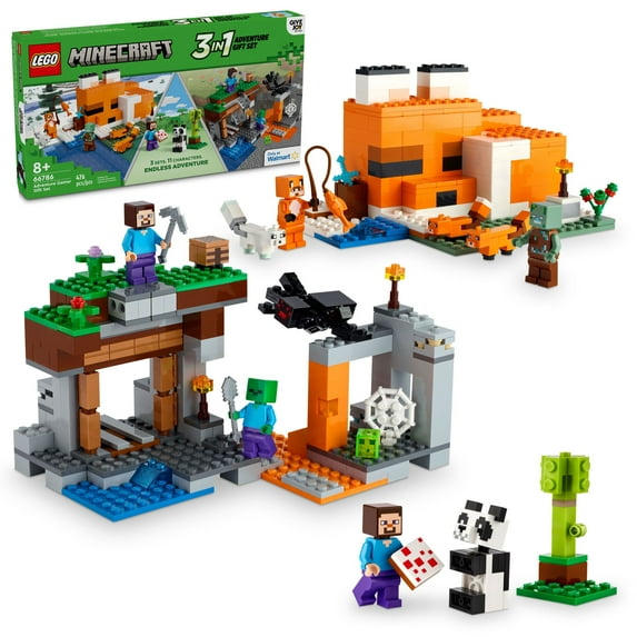 LEGO Minecraft Gift Set, 3 Imaginative Building Sets in 1 Box, Video ...