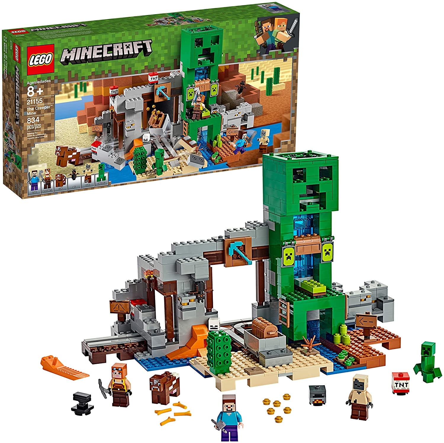 LEGO Minecraft Adventure Set for Kids: The Creeper Mine 21155 Building ...