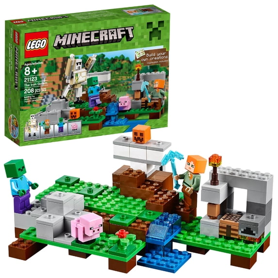 LEGO Minecraft Building Set - The Iron Golem 21123 with Alex, Zombie ...
