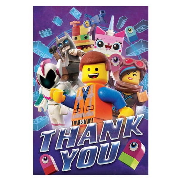LEGO Movie 2 Thank You Notes w/ Envelopes (8ct) - Walmart Business Supplies
