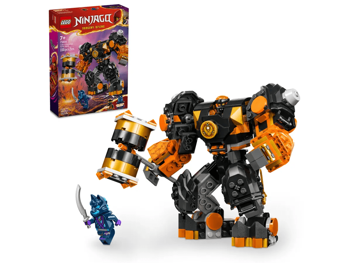 LEGO NINJAGO 71806 Cole's Elemental Earth Mech - 235 Pieces ...