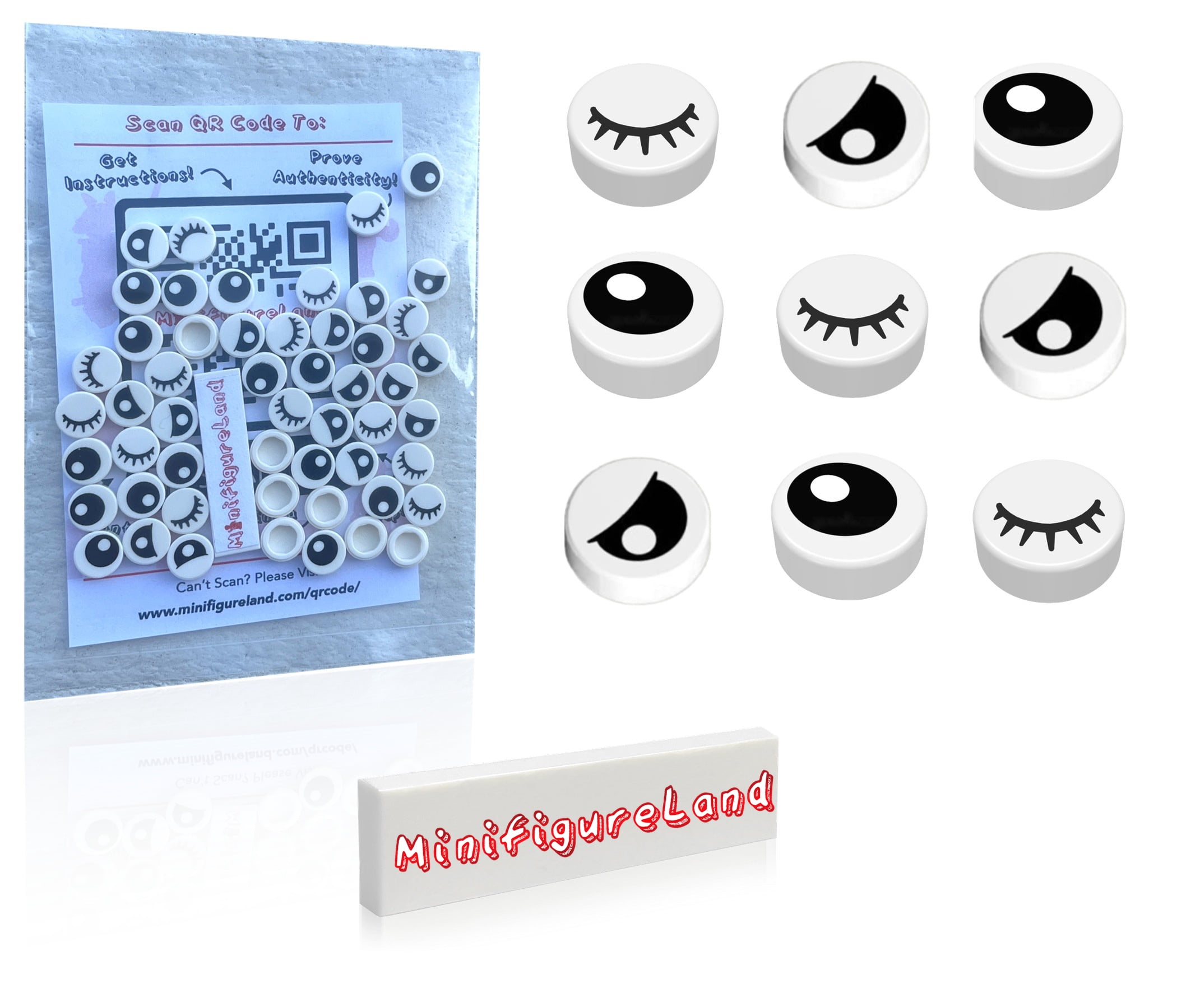 LEGO 50 Pcs Mixed White 1X1 Tile with Minifigureland Tile, Full ...