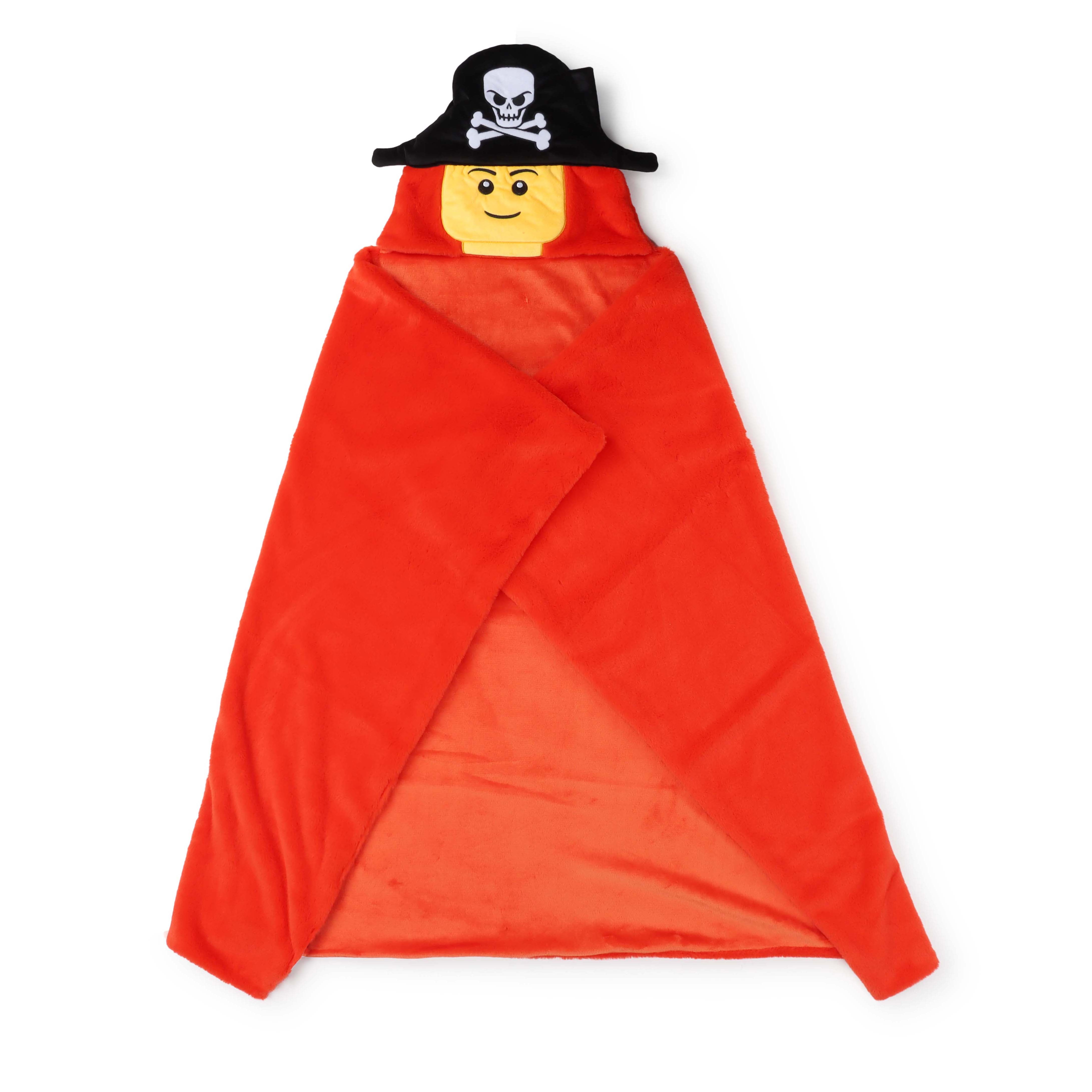 LEGO® Pirate 54" x 40" Hooded Throw Blanket, Polyester Faux Fur, Red ...