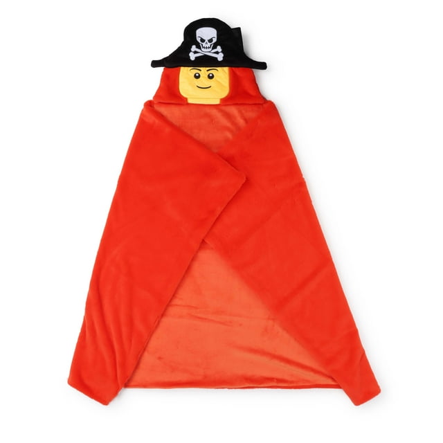 LEGO® Pirate 54" x 40" Hooded Throw Blanket, Polyester Faux Fur, Red ...