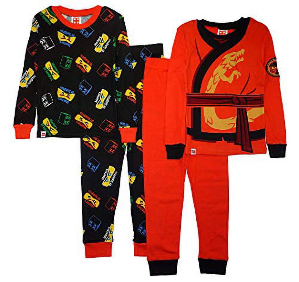 LEGO SGI Apparel Boys Ninjago 4-Pc Pajama, 2 Sets Sleeve (8, Red/Black ...