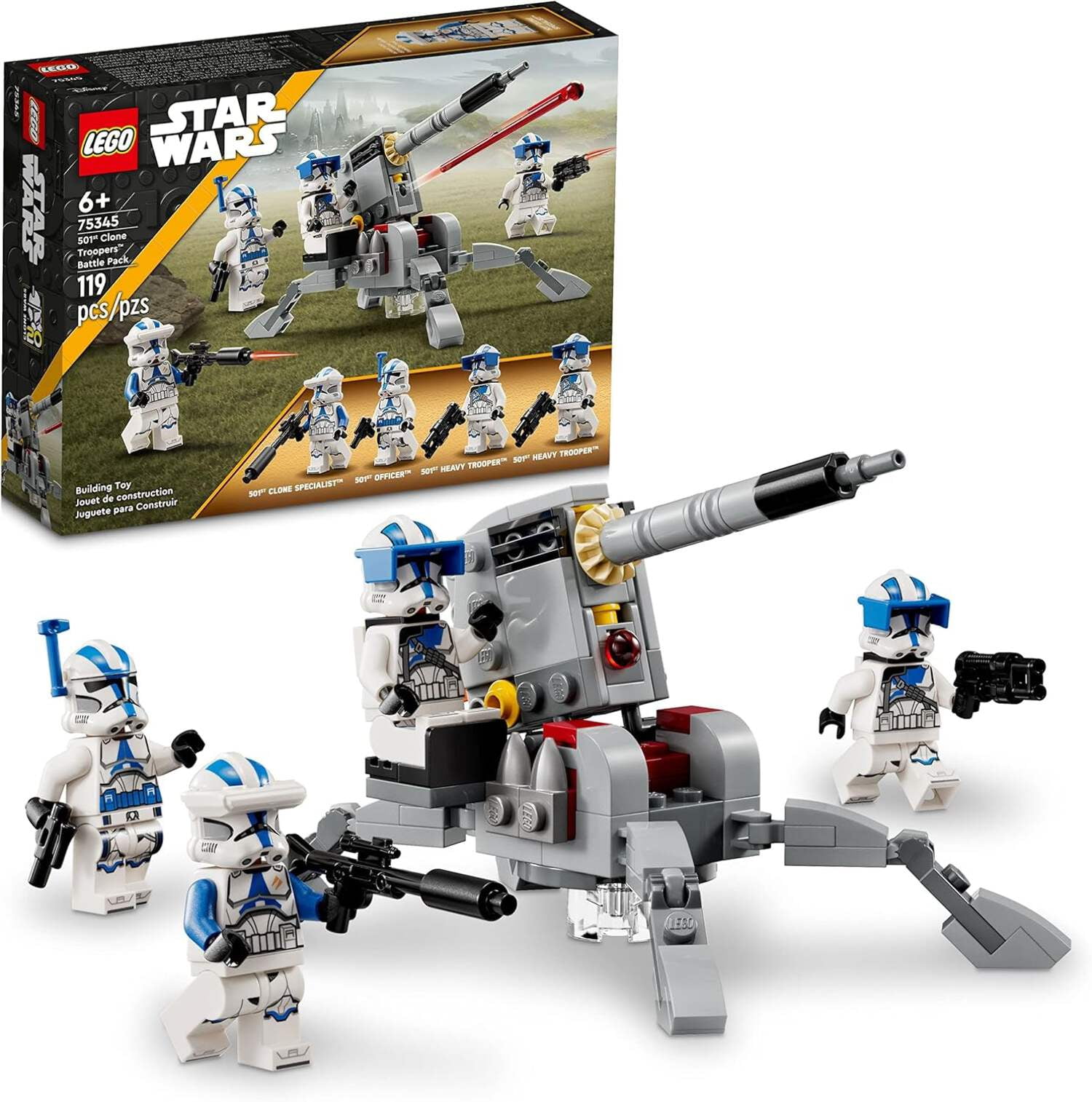 LEGO Star Wars 501St Clone Troopers Battle Pack Toy Set, Buildable AV-7 ...
