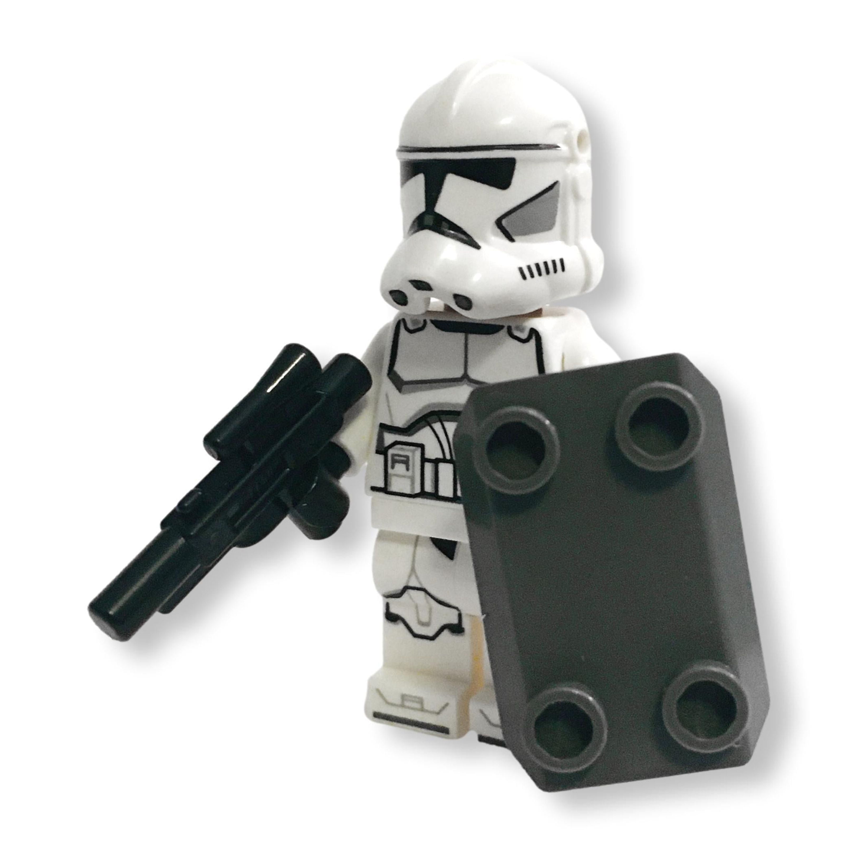 LEGO Star Wars Clone Trooper Minifigure with Shield and Blaster Phase 2 Mini Lego Clone Wars ...
