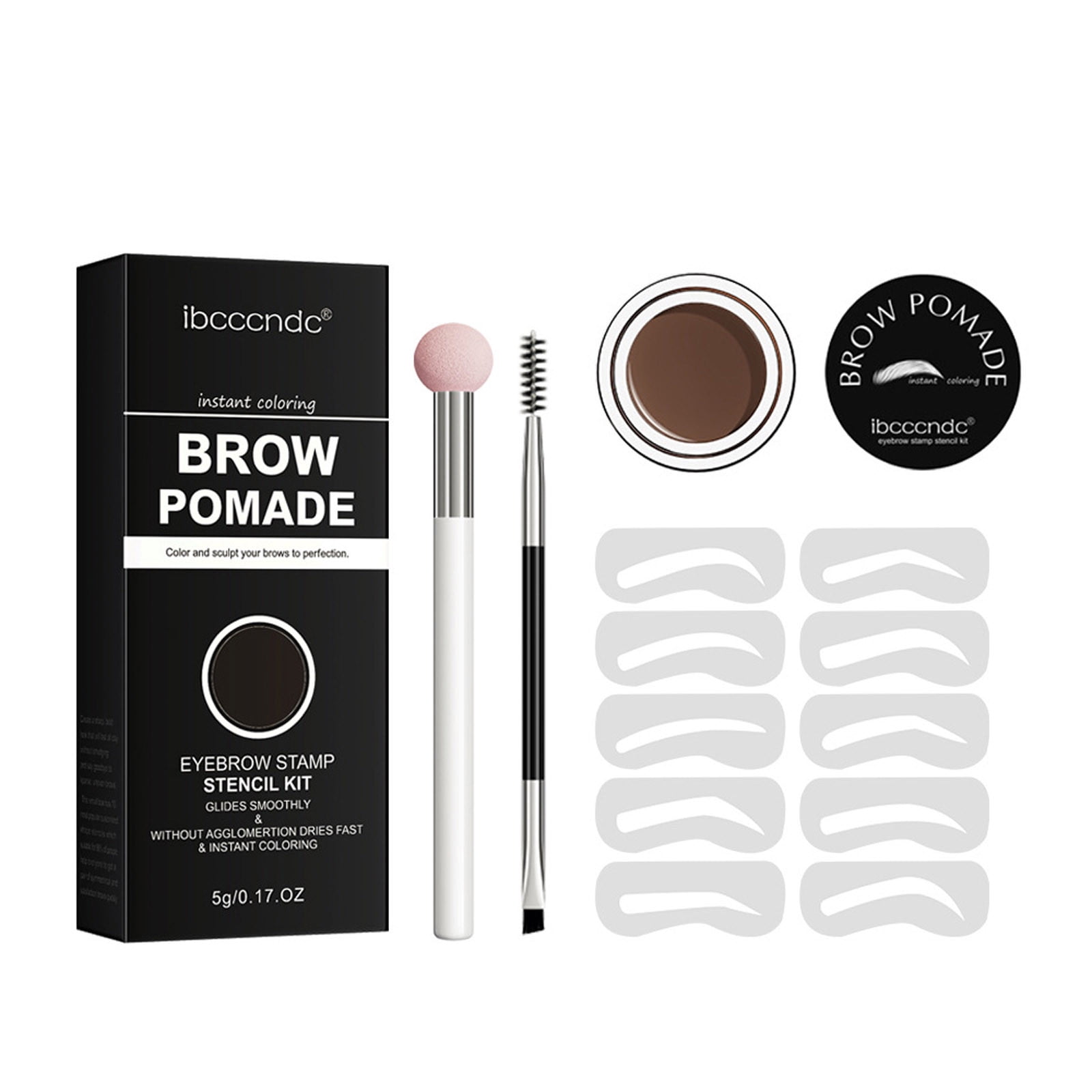 LEHOZIHEQ 4pcs Eye Brow Powder Makeup Kit, Dark Brown Waterproof Sweat ...