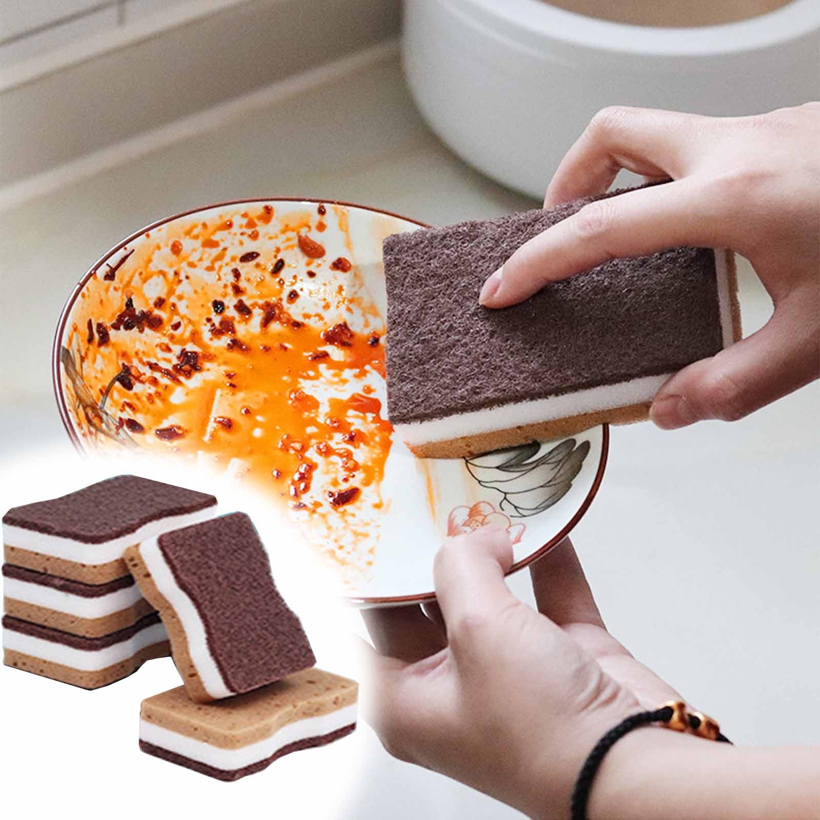 LEHOZIHEQ 5 Pcs Double-Sided Seaweed Sponge, High-Density Cleaning Wipe ...