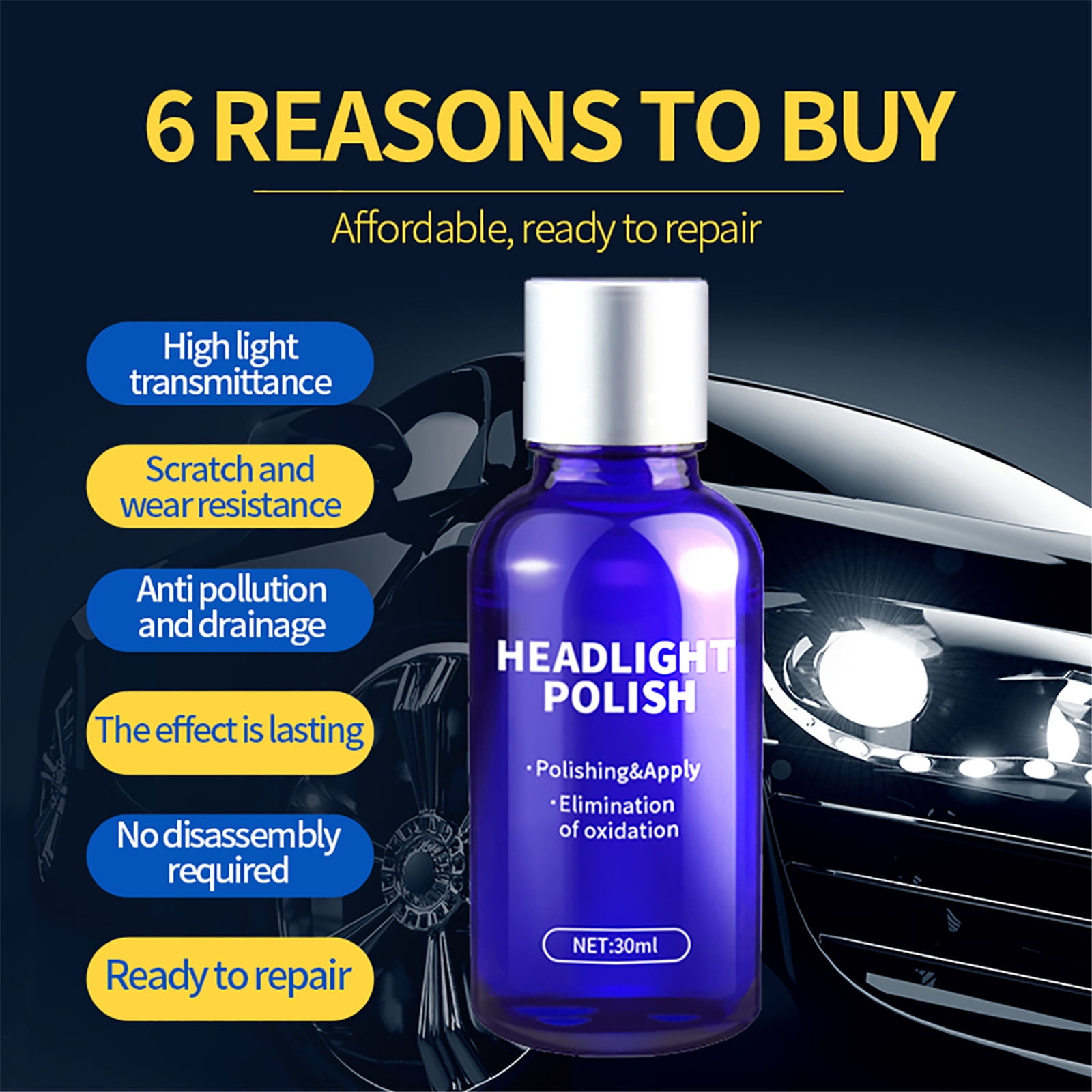 LEHOZIHEQ Car Headlight Repair Liquid, Car Headlight Cleaner, Headlight ...