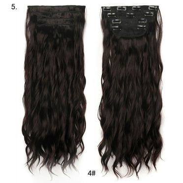 LELINTA 24" Curly Wave Clips in Synthetic Hair Extensions Hair pieces ...