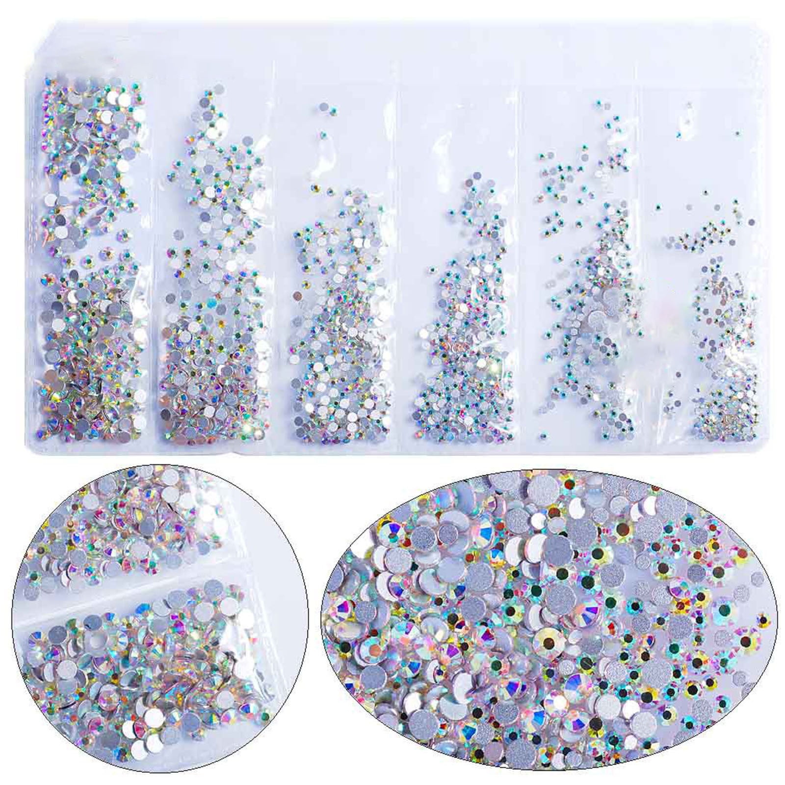 LEHOZIHEQ Crystals Rhinestones, AB Clear Flat Back Round Gems, Flatback ...