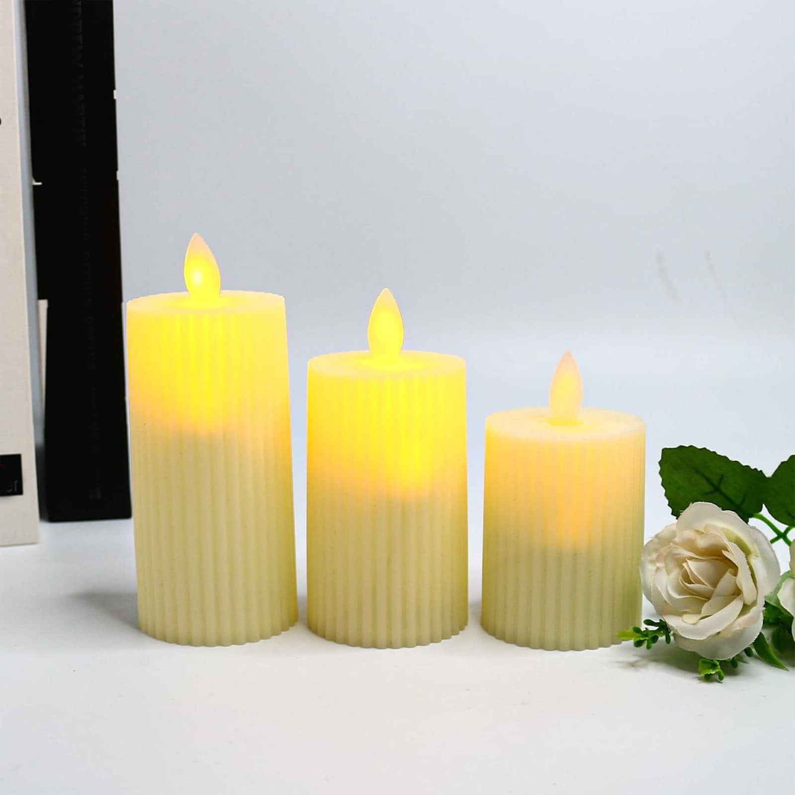 LEHOZIHEQ Flameless Advent Candles, 7 Inch Battery Operated LED Advent ...