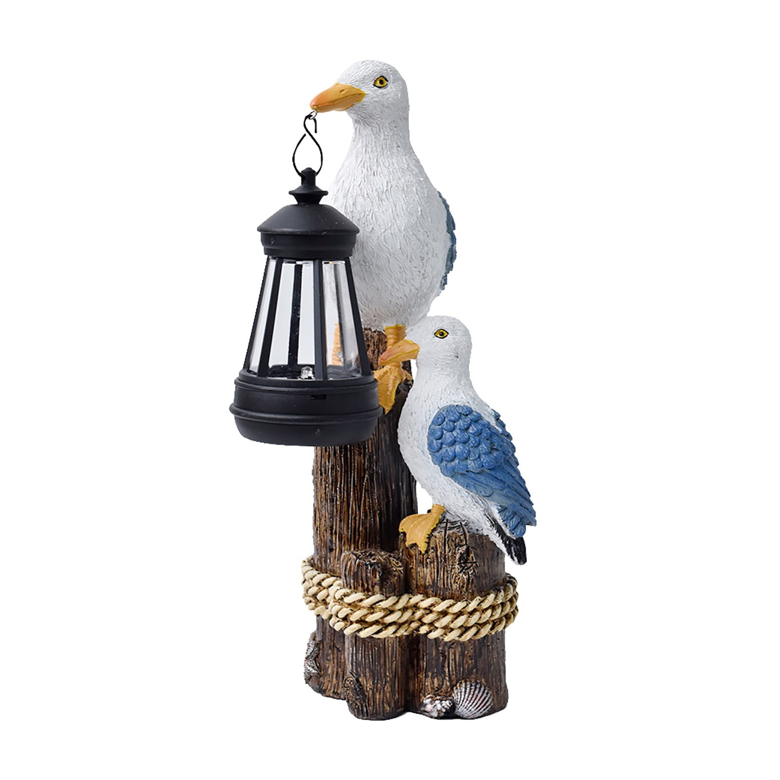 LEHOZIHEQ Garden Statue with Solar Lantern, Resin Seagull Seabird ...