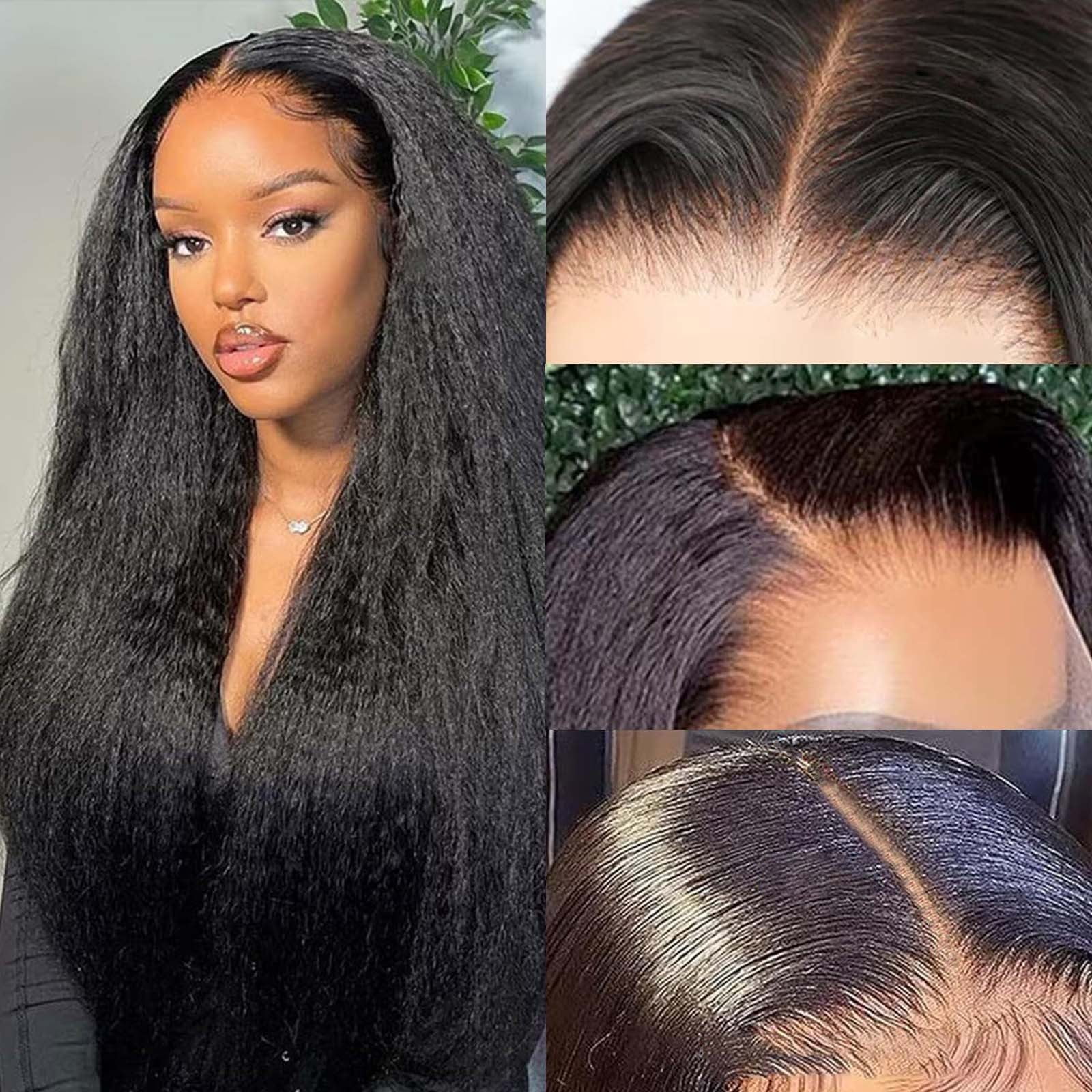 LEHOZIHEQ Natural Black Wig for Women, Long Straight Wigs, Middle ...