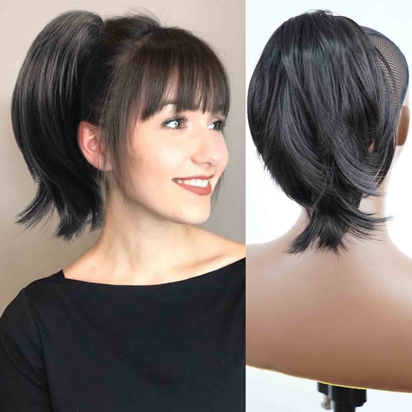 LEHOZIHEQ Ponytail Extension, Short Curly Wavy Drawstring Ponytail for ...