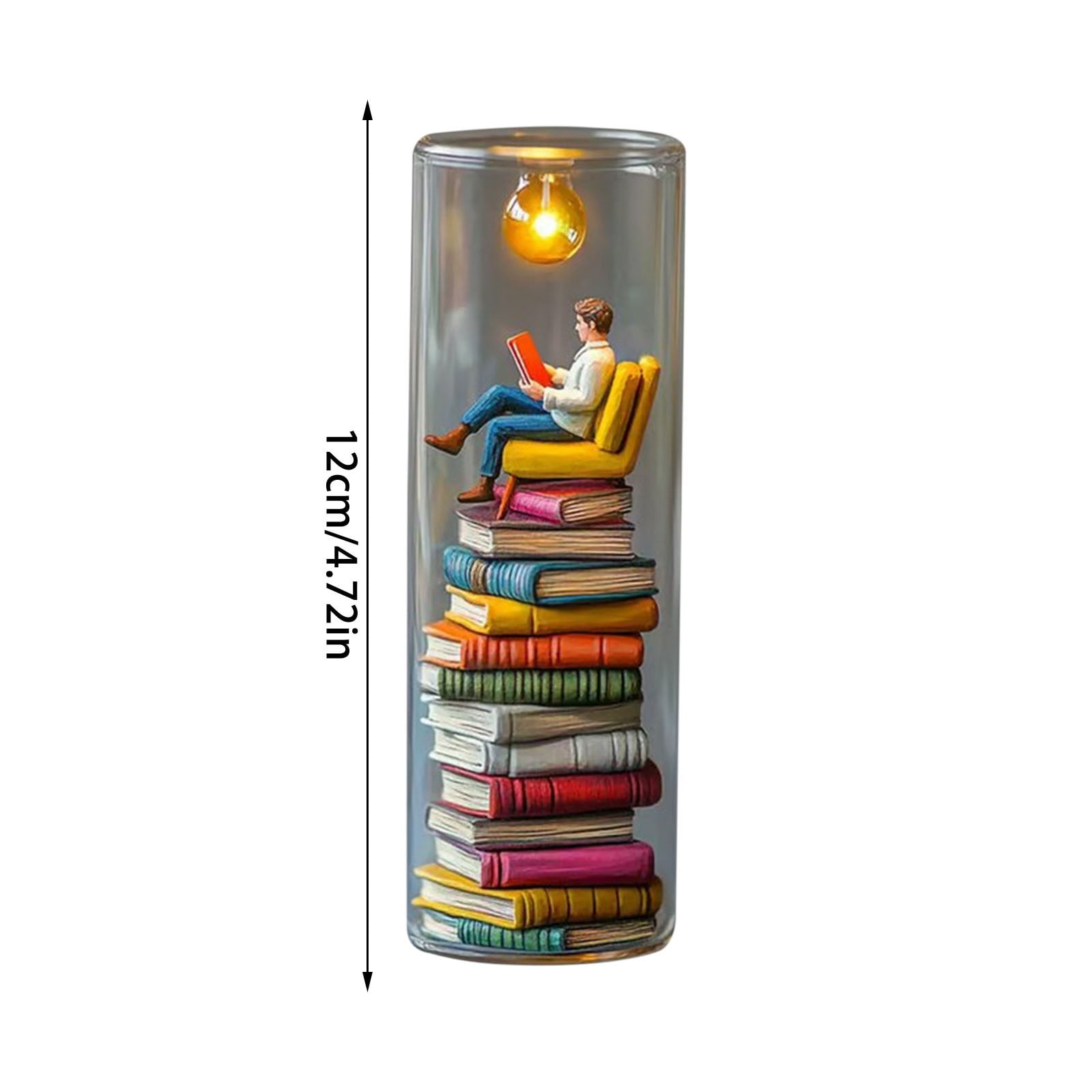 LEHOZIHEQ Reader Night Light, Stained Resin Stacked Books Lamp, 3D ...