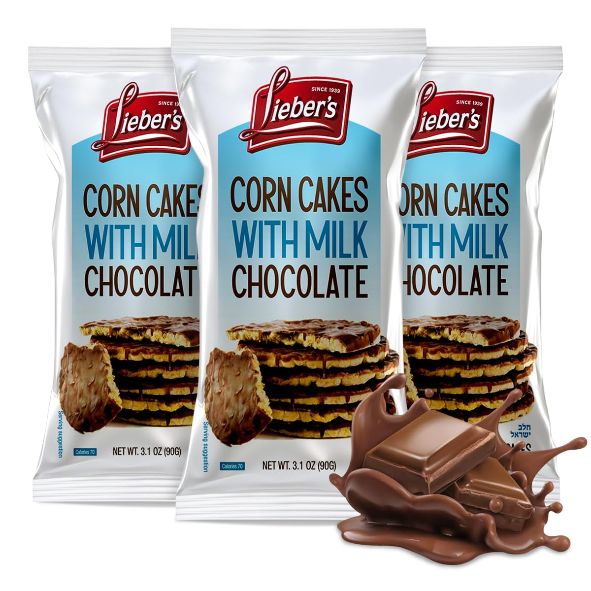 LEIBERS Milk Chocolate Coated CCF19 Corn Cakes Snack pack - 3 Packs - 6 ...