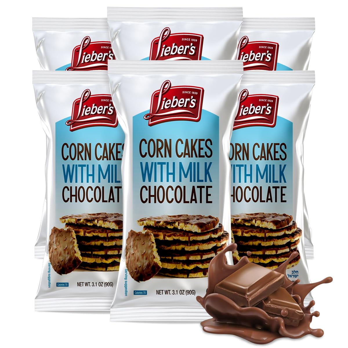 LEIBERS Milk Chocolate Coated DPF11 Corn Cakes Snack pack - 6 Packs - 6 ...