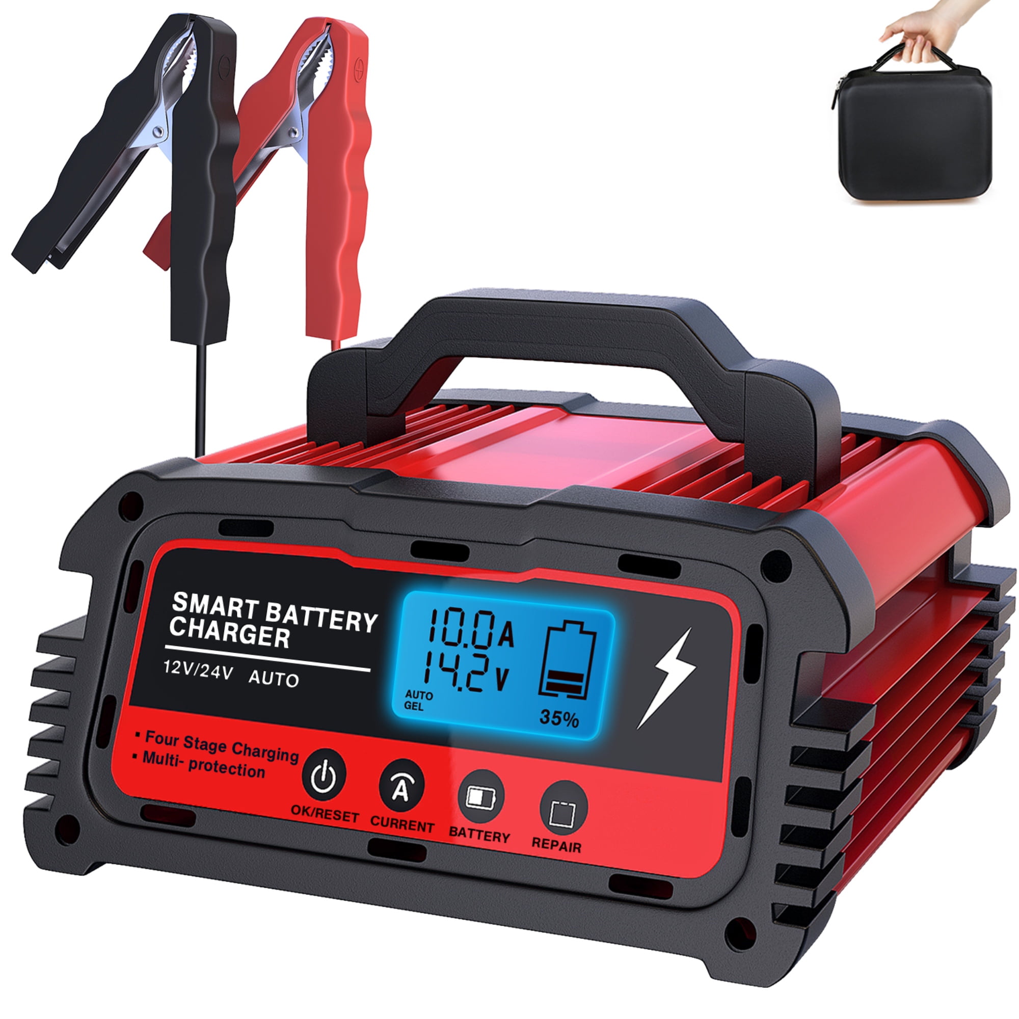 LEICESTERCN Car Battery Charger, 12V/24V 5/10/20A Fully Automatic ...