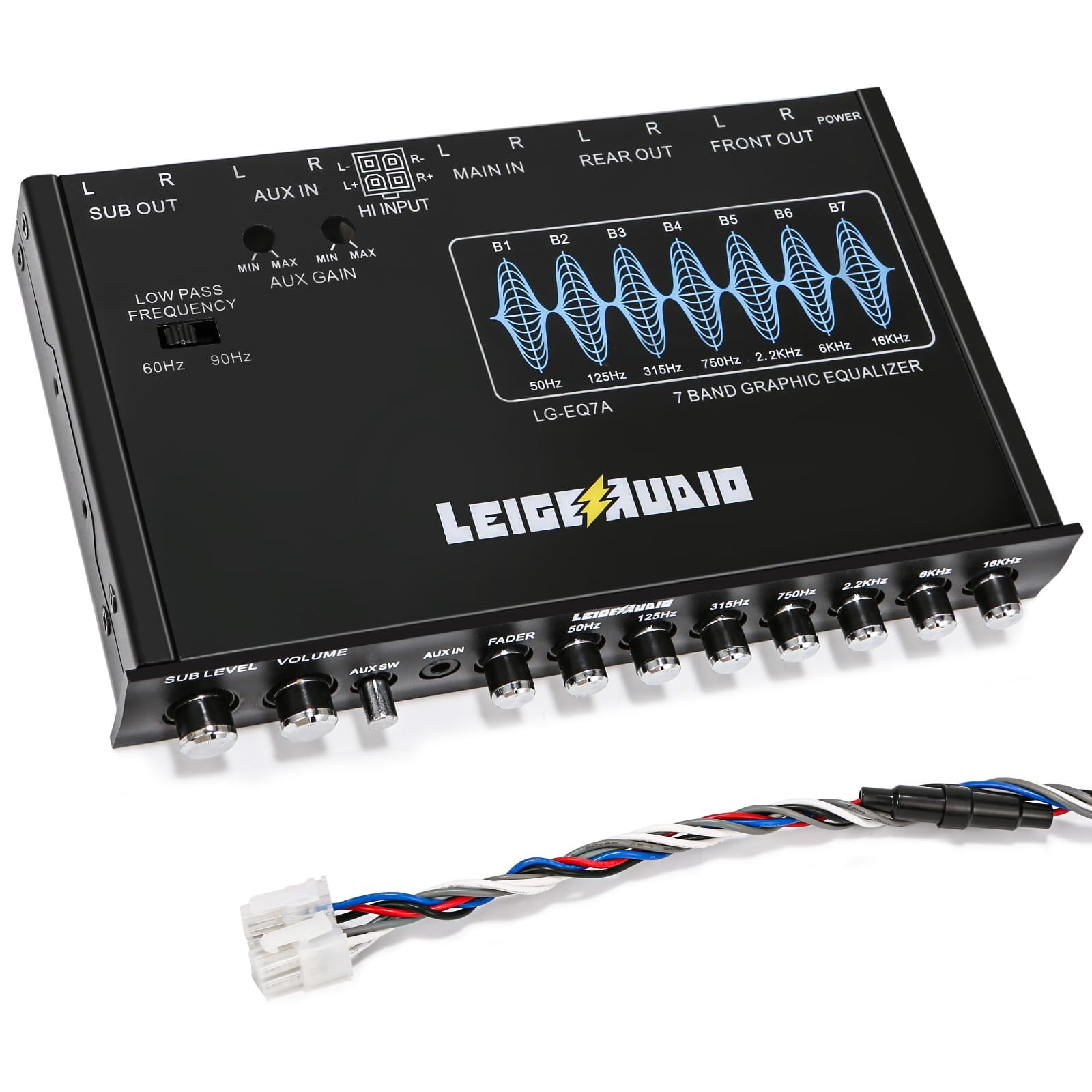 LEIGESAUDIO LG-EQ7A 7-Band Car Audio Graphic Equalizer with Front 3.5mm ...