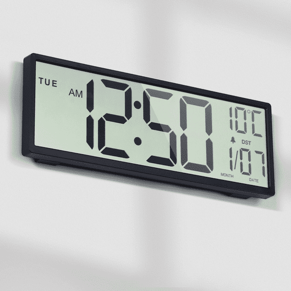 Atomic Digital Wall Clock Battery Operated, Self-Setting, Large Display ...