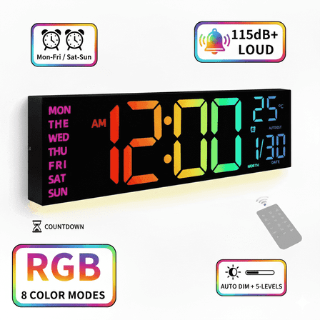 Sealy Digital Alarm Clock & Calendar with Charging Stand & Temperature ...
