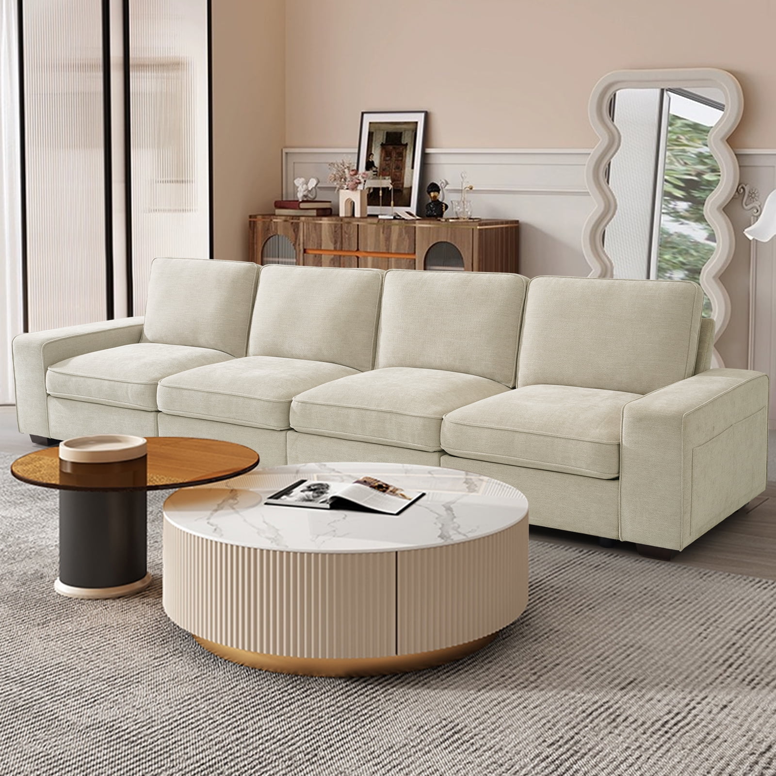 LEISLAND 128" Modular Sofa Couch with Storage&Charging Port, Comfy 4 ...