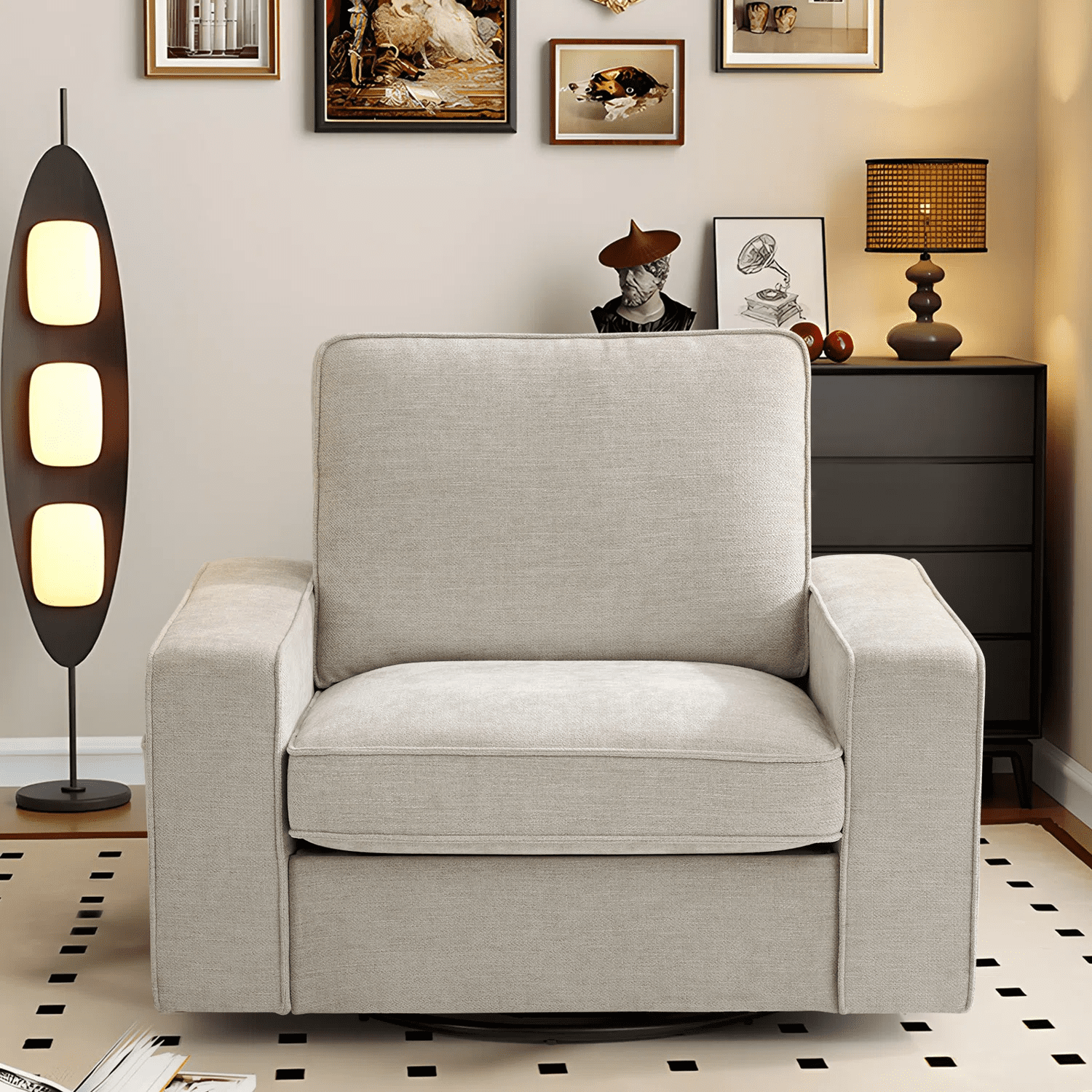 LEISLAND 40” Small Modern Single Swivel Sofa,Single Seat Accent Comfy ...