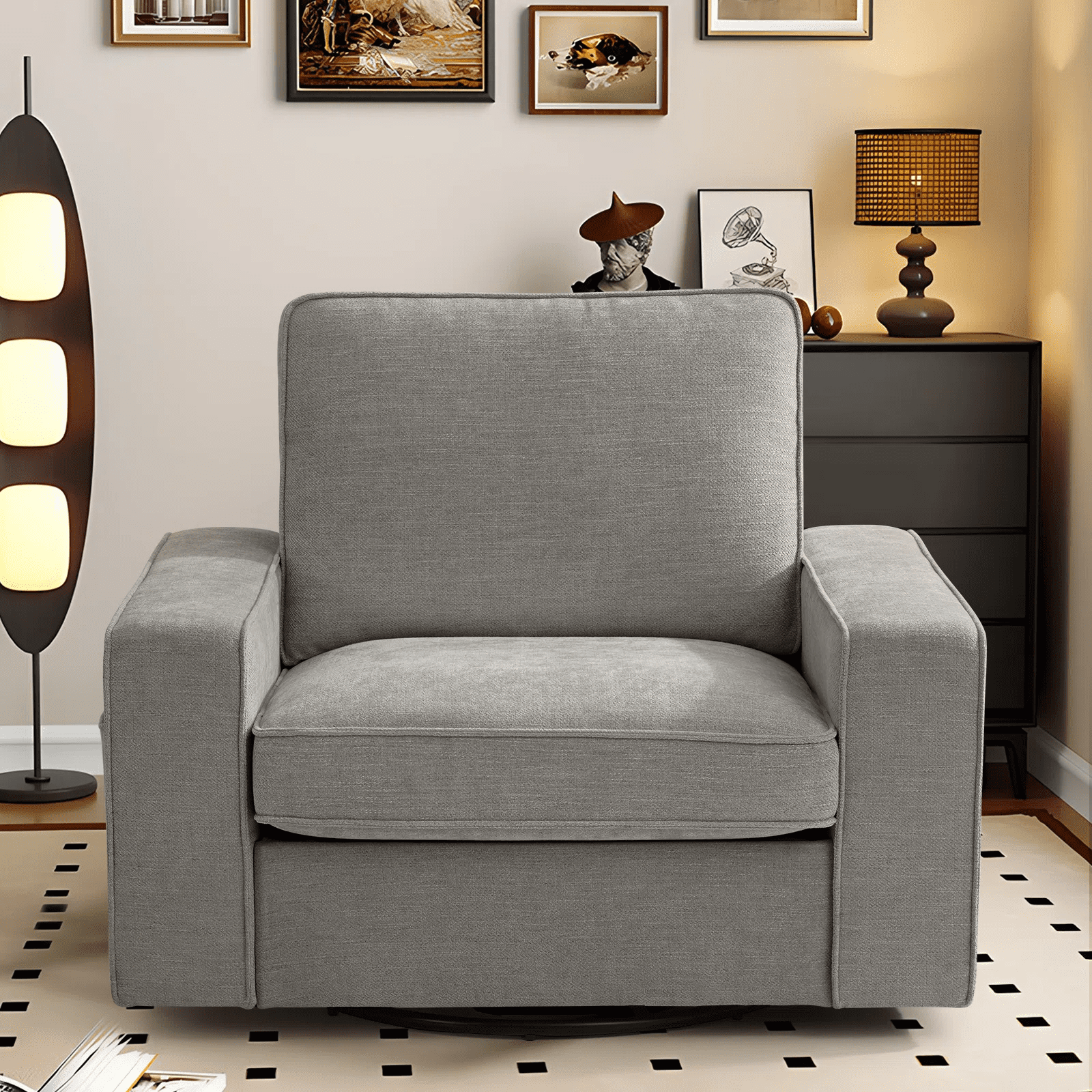 LEISLAND 40” Small Modern Single Swivel Sofa,Single Seat Accent Comfy ...