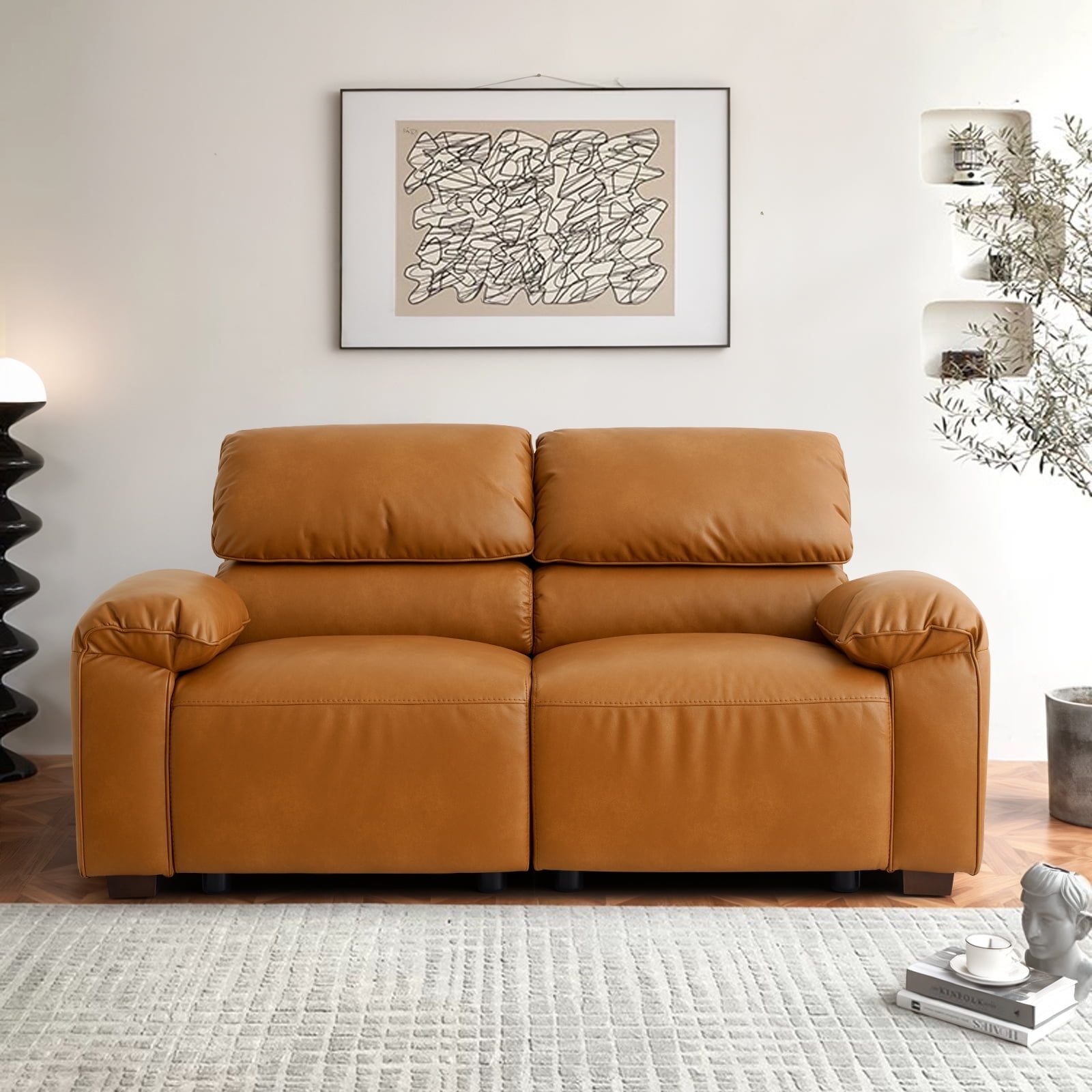 LEISLAND 68” Leather Couches For Living Room, Modern Sofa Loveseat 2 ...