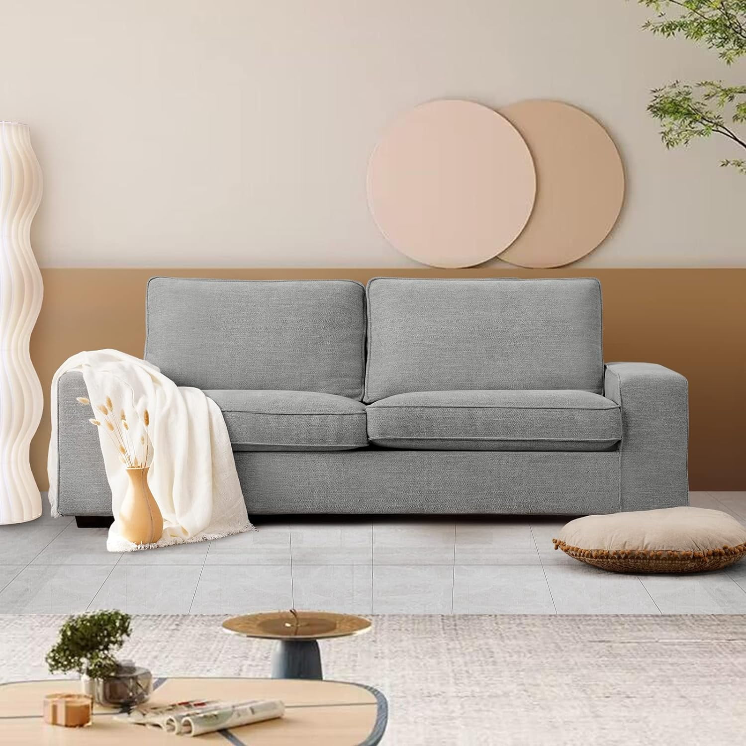LEISLAND 88.58" Modern Sofas Couches for Living Room, Chenille Sofas ...