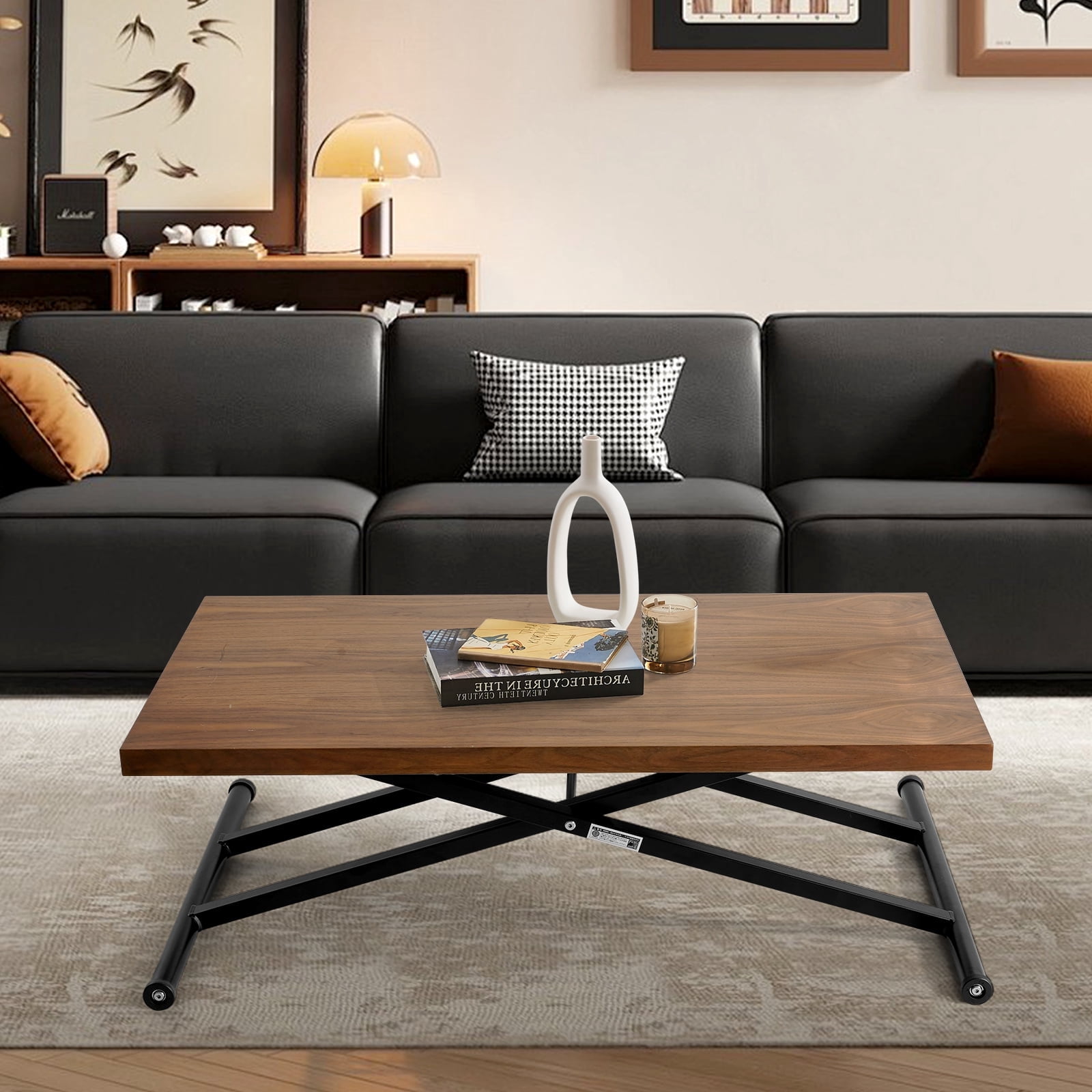 LEISLAND Coffee Table for Living Room,Height Adjustable Folding Dining ...