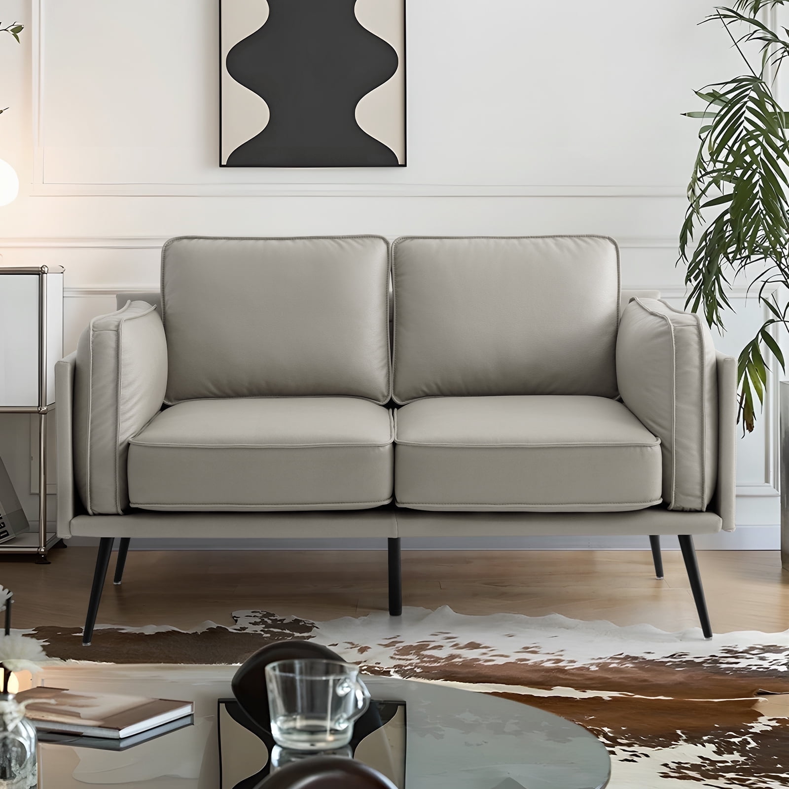 LEISLAND Love seat Couches, Mid Century Modern Sofas Couches for Living ...