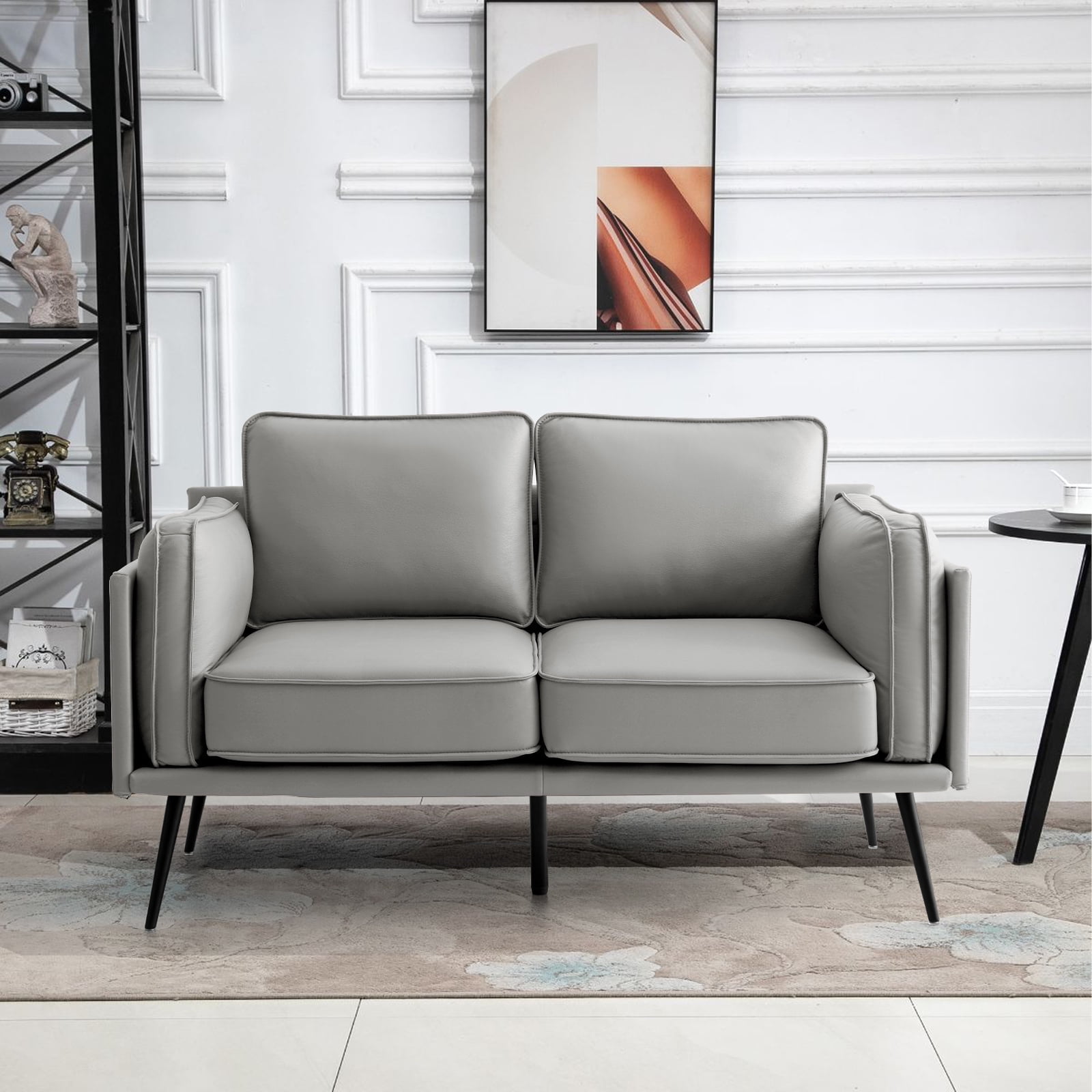 LEISLAND Loveseat Couches, 60 Inches Leather Sofas for Living Room, 2 ...