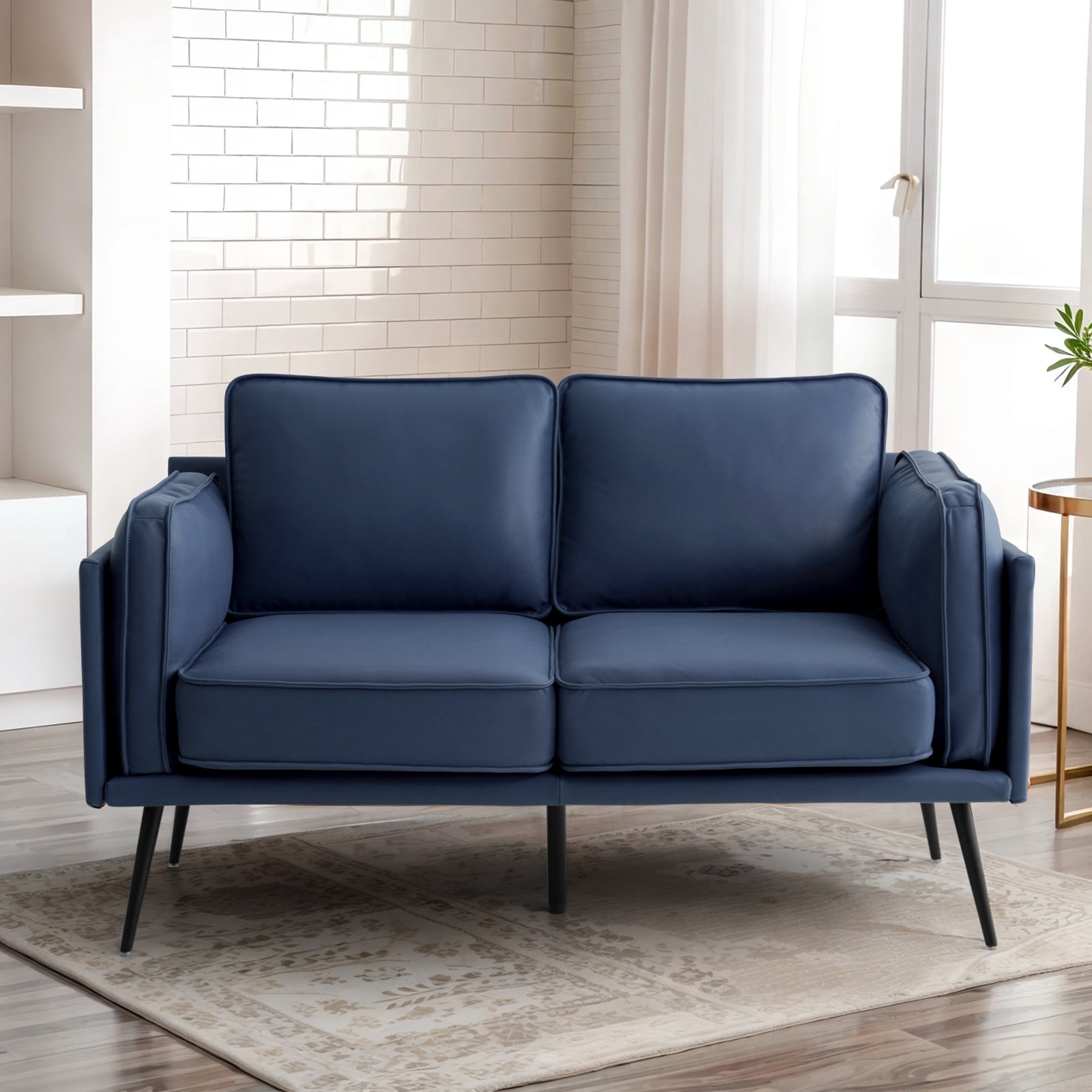 LEISLAND Small Couches for Small Spaces,Leather Loveseat with 2 Seater ...