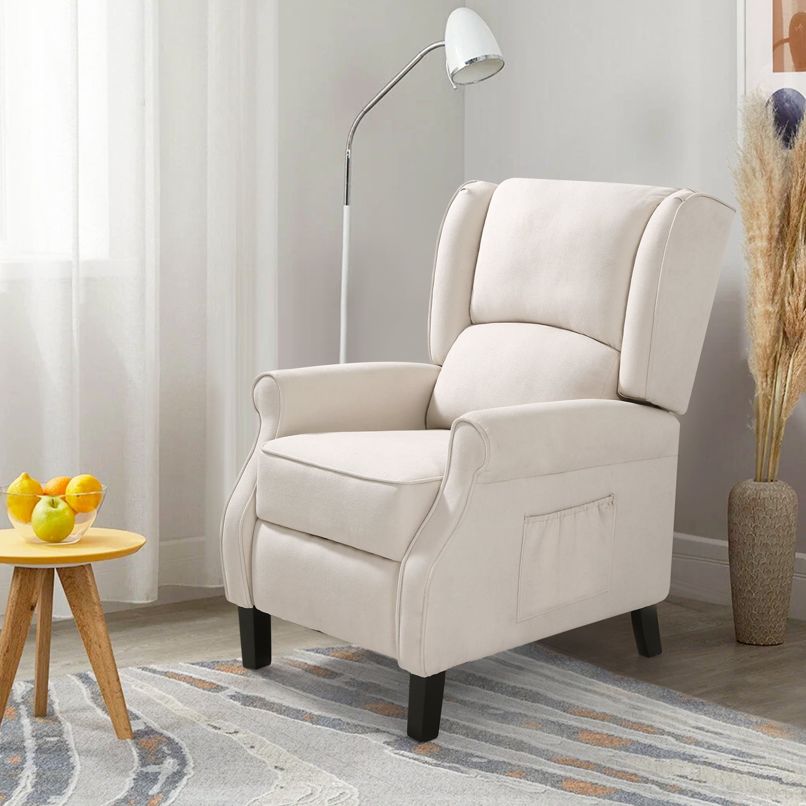 LEISLAND Tufted Fabric Wingback Chair, Wingback Recliner Chairs with ...