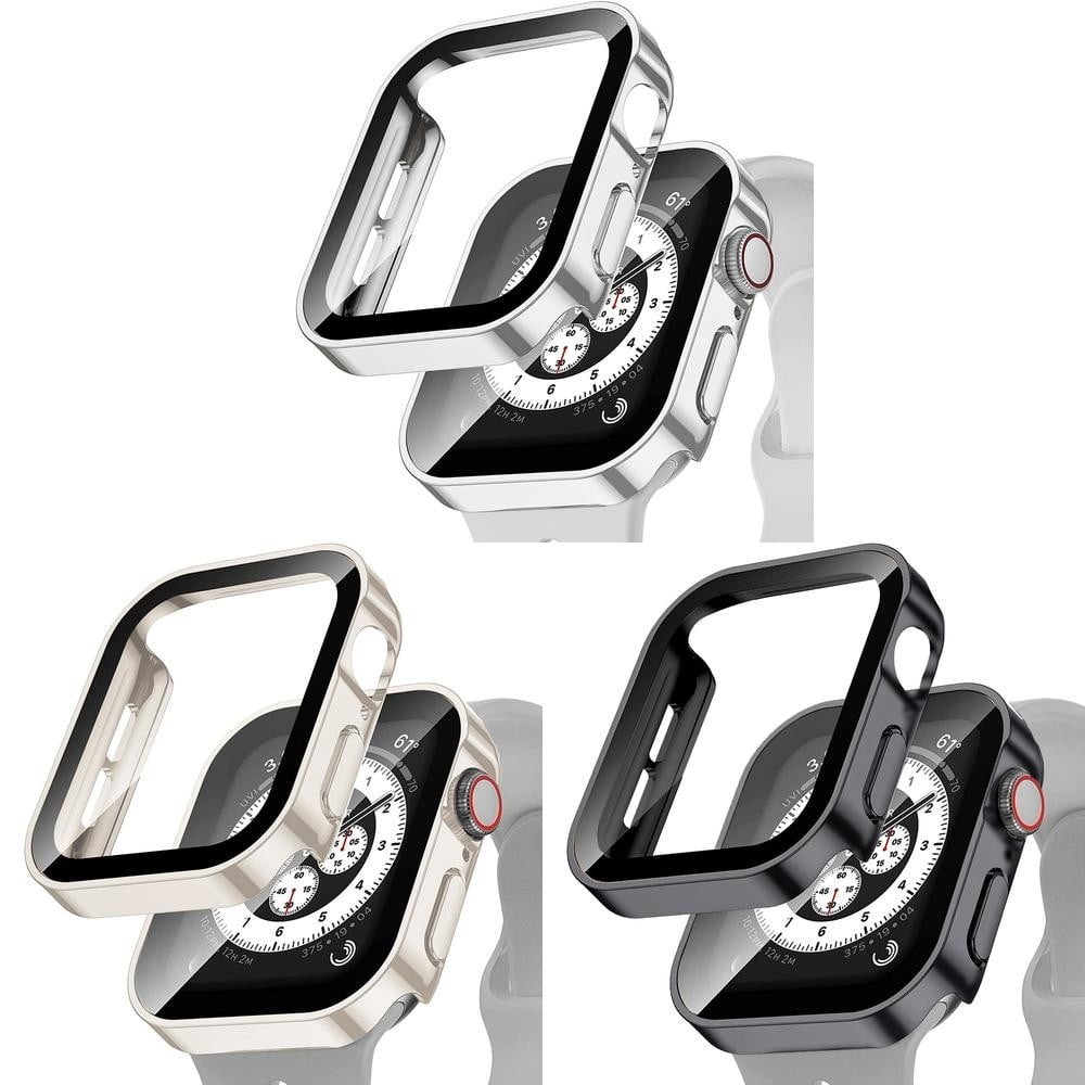 LEIXIUER 3 Pack 6 Pack Hard PC Tempered Glass Watch Case for Apple ...