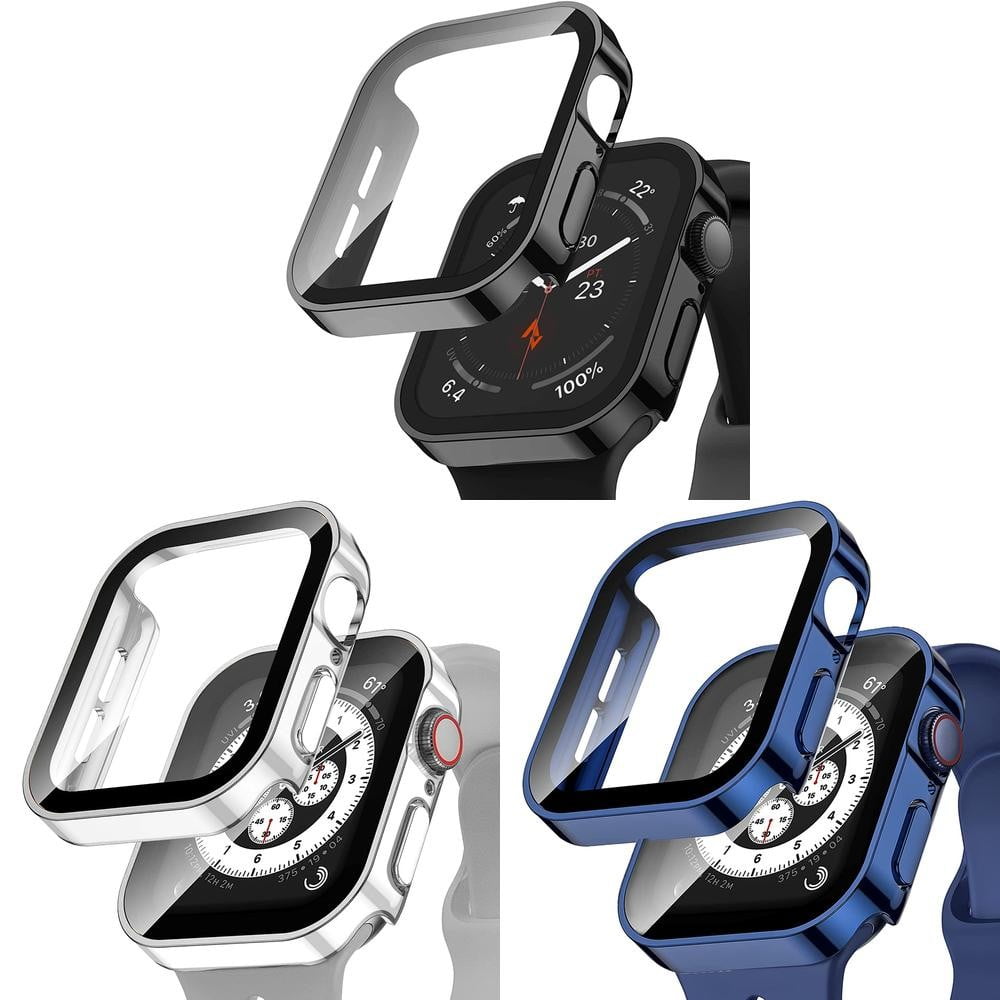 LEIXIUER 3 Pack 6 Pack Hard PC Tempered Glass Watch Case for Apple ...