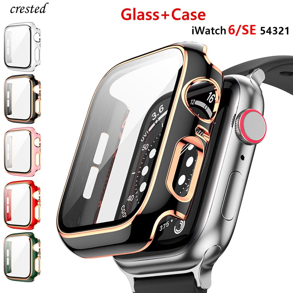LEIXIUER Crested Glass+Cover Compatible with Apple Watch Case 45mm 41mm ...