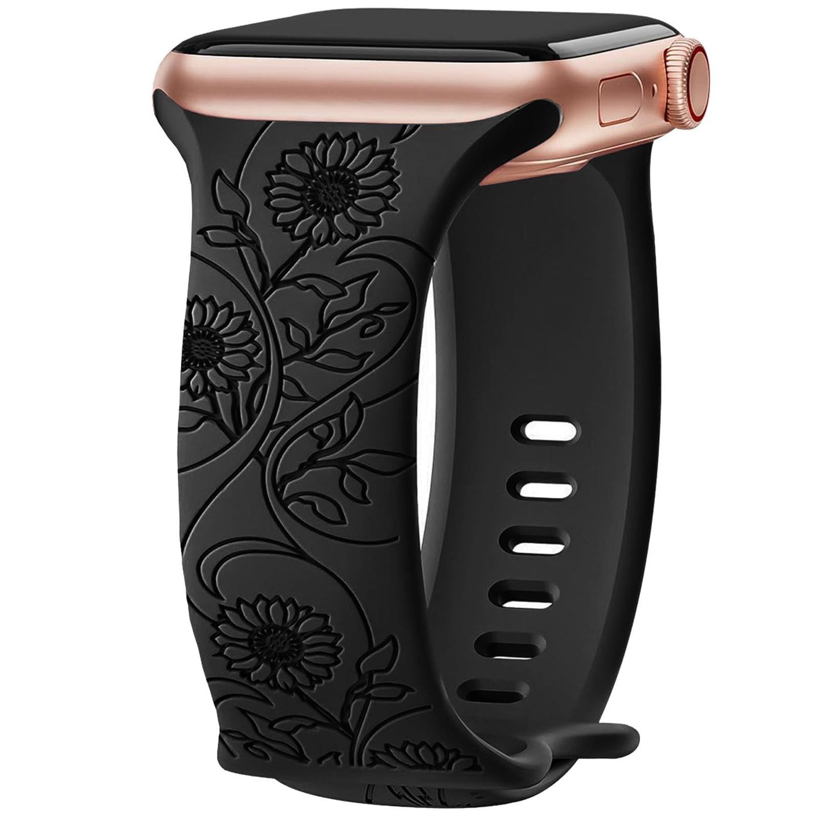 LEIXIUER Engraved Sunflower Bands Compatible with Apple Watch Bands ...