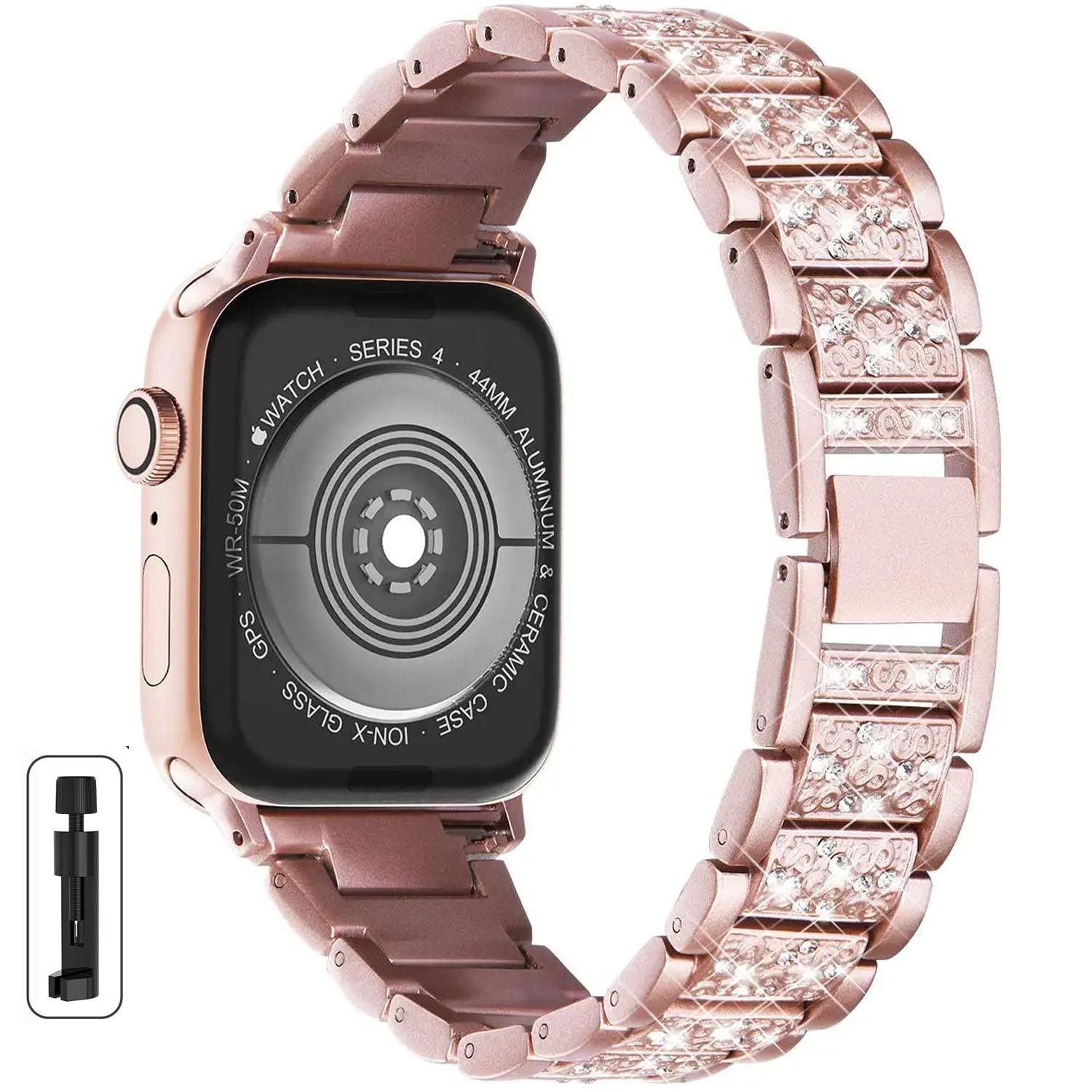 LEIXIUER Women Bling Stainless Steel Wristbands Compatible with Apple ...