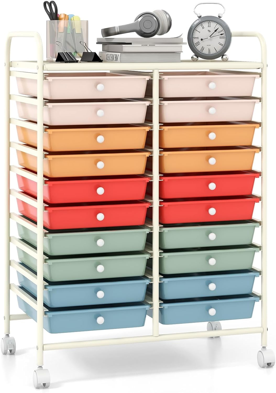 LEIYY 20 Drawers Rolling Cart, Mobile Storage Drawer Cart, Classroom ...