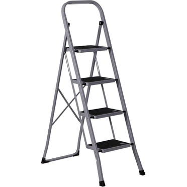 BOWEITI Foldable 4 Step Ladder, Strong Metal, Lightweight, Wide Anti ...