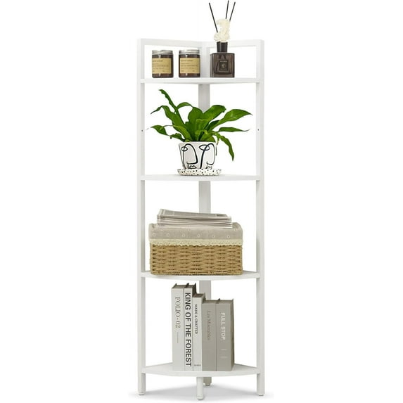 LEIYY 4 Tier Corner Shelf,Inch Tall Bookshelf, Display Rack With Metal ...