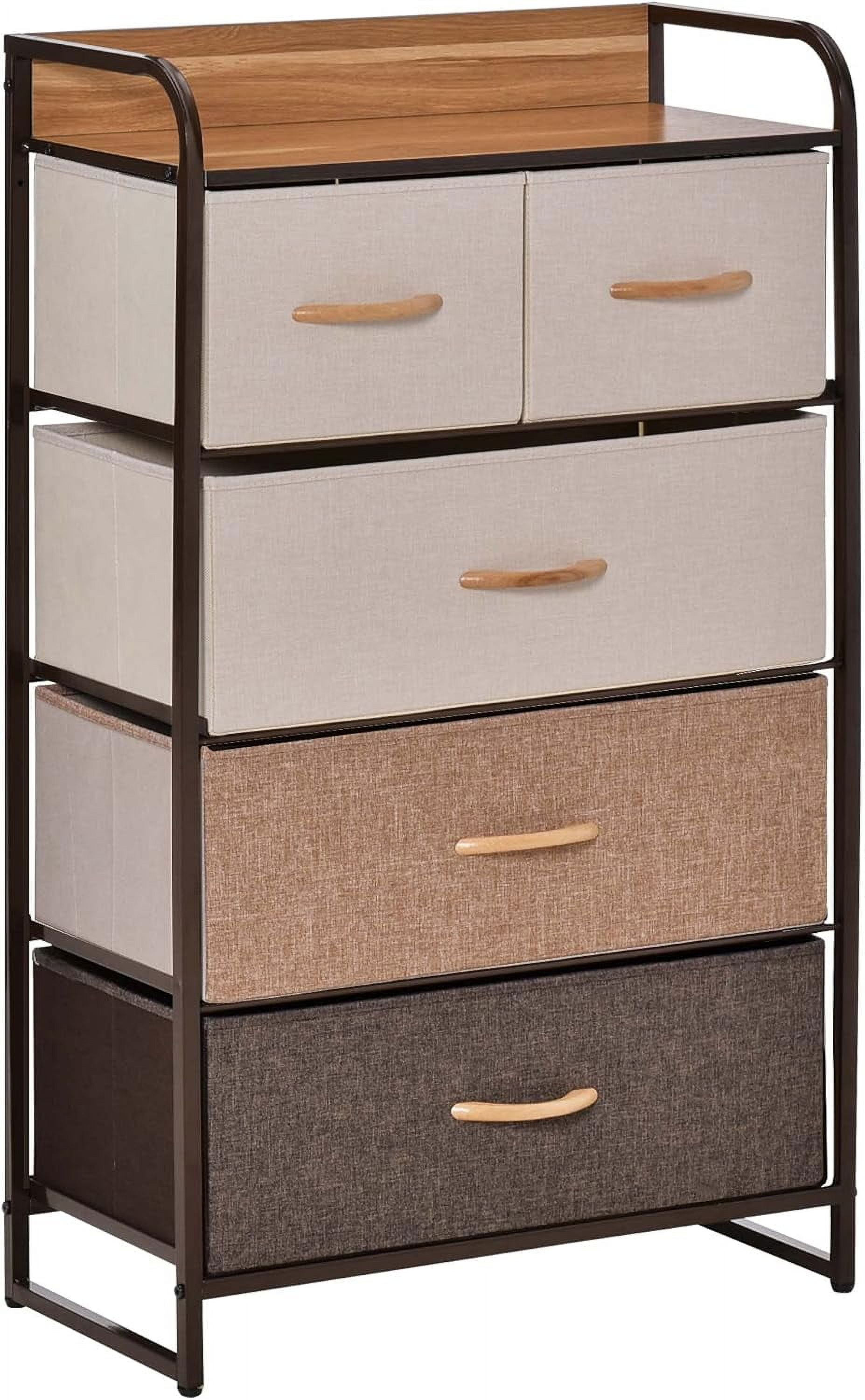 LEIYY 5-Drawer Fabric Dresser for Bedroom ,Tall Storage Tower , Metal ...