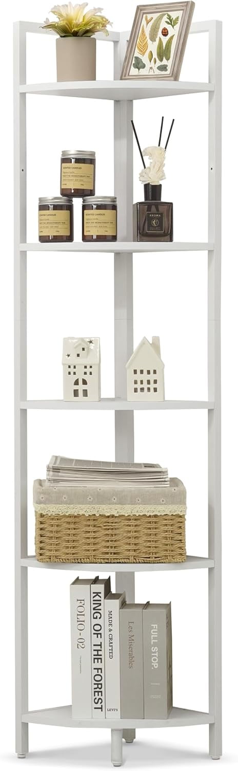 LEIYY 5 Tier Corner Shelf,Inch Tall Bookshelf, Display Rack With Metal ...