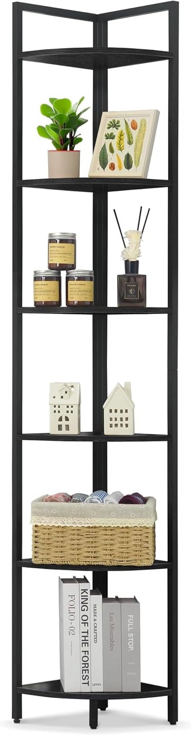 LEIYY 6 Tier Corner Shelf,Inch Tall Bookshelf, Display Rack With Metal ...